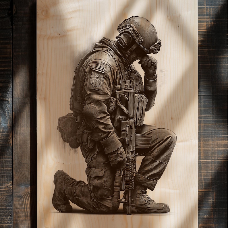 Soldier Engraving PNG | Military Tribute Laser Engraving File | Fallen ...