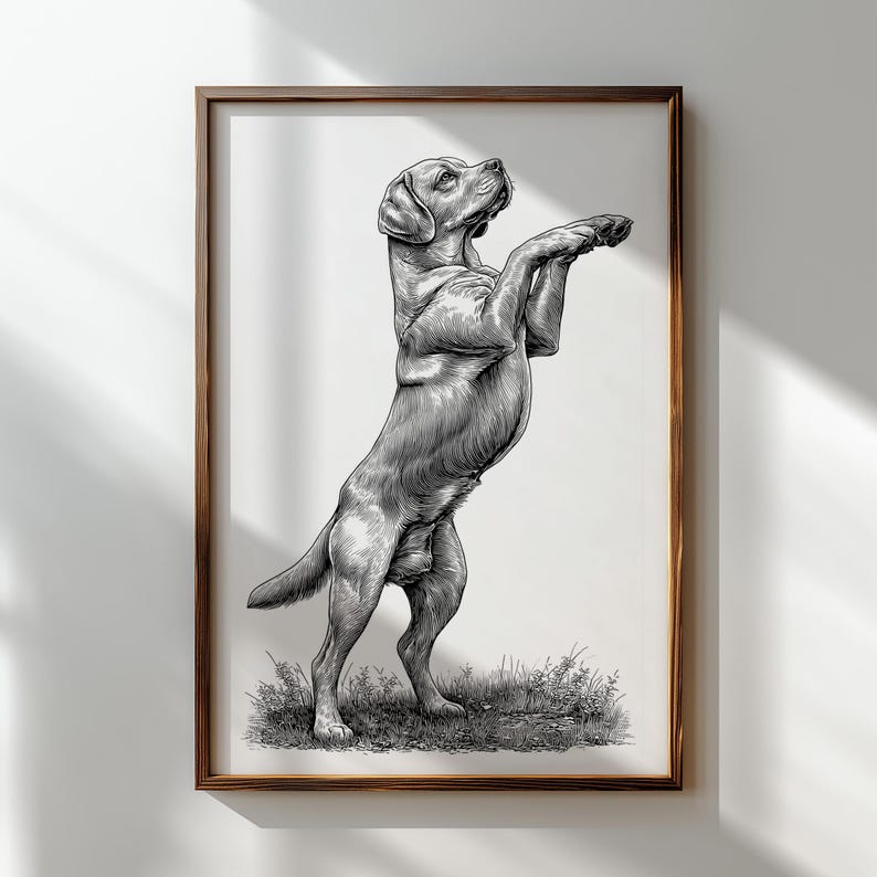 Standing Dog Wood Engraving PNG | Laser Engraving Art | Loyal Pet ...