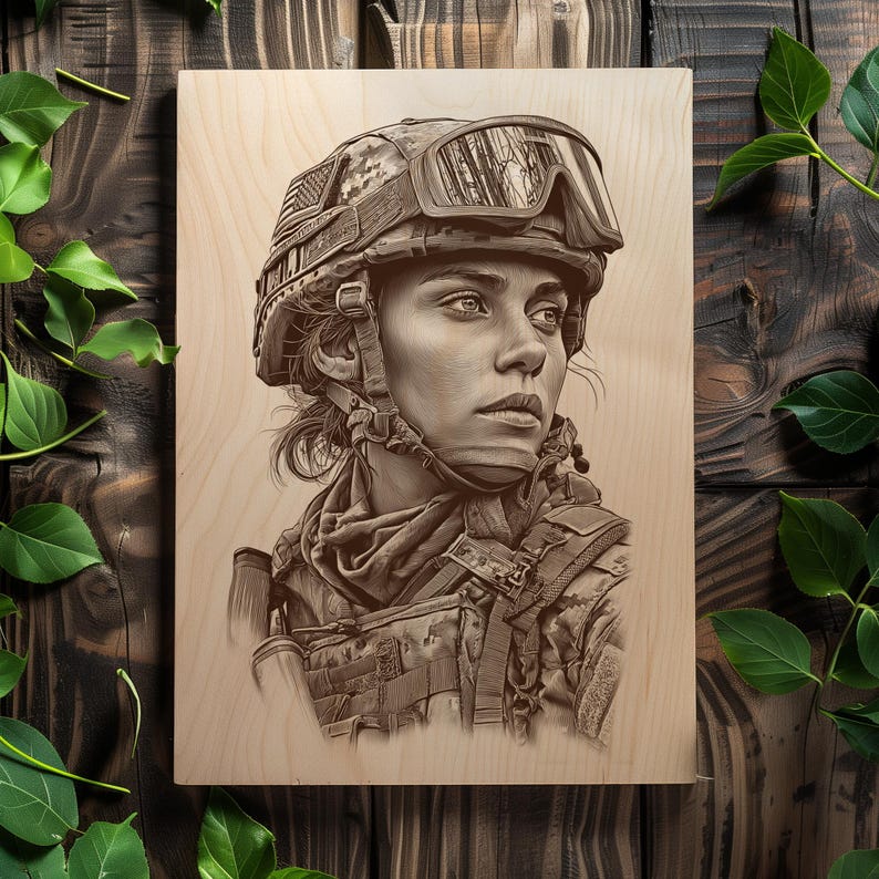 Female Soldier Engraving PNG | Military Warrior Portrait Artwork ...