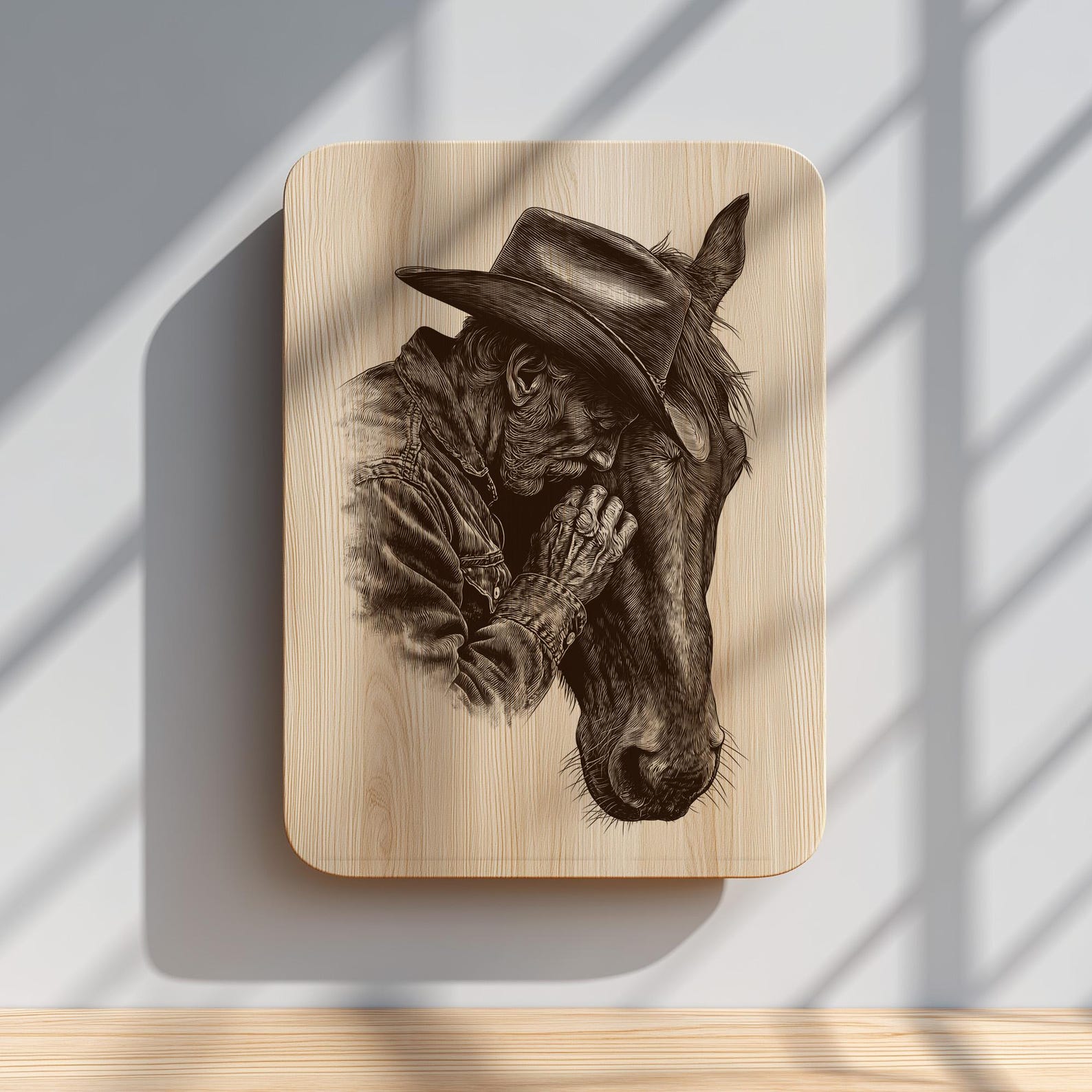 Old Cowboy and Horse Engraving PNG | Western Bond Laser Engraving File ...