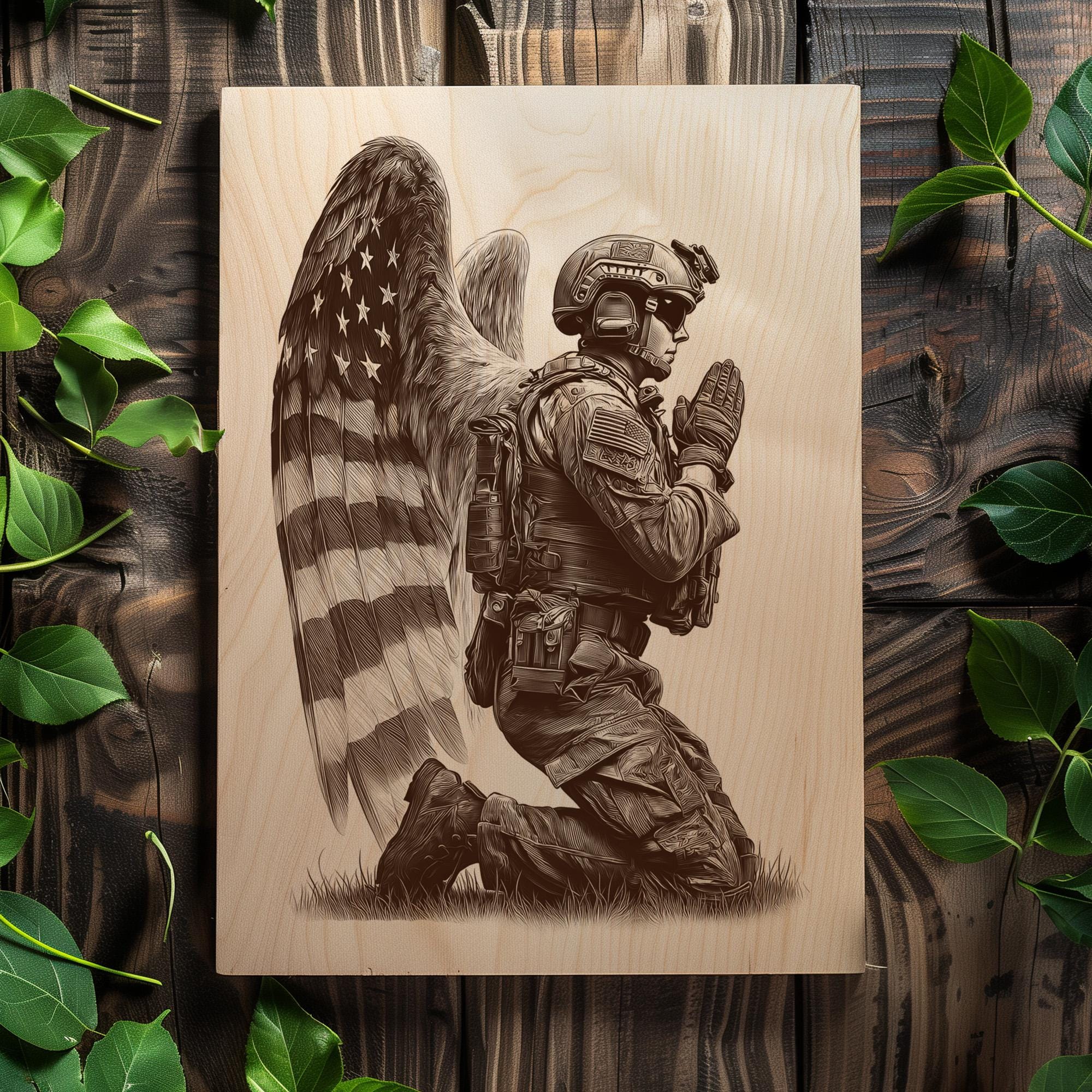 Soldier With Angel Wings PNG | Patriotic Wood Engraving Design ...