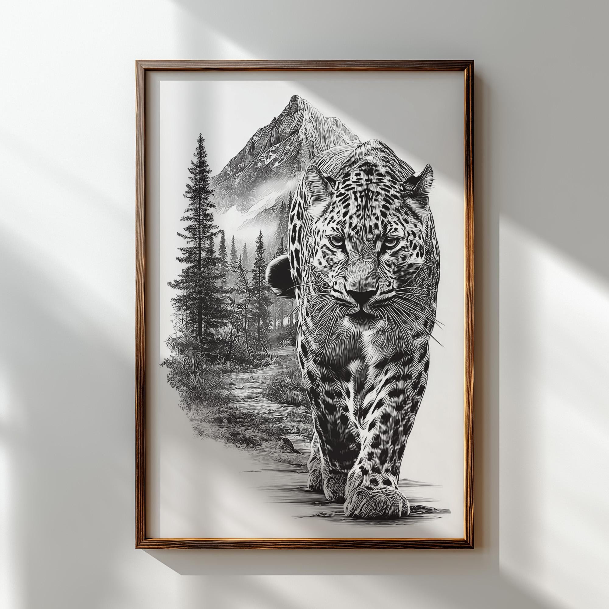 Leopard Wood Engraving PNG | Big Cat Wildlife Laser Engraving File ...