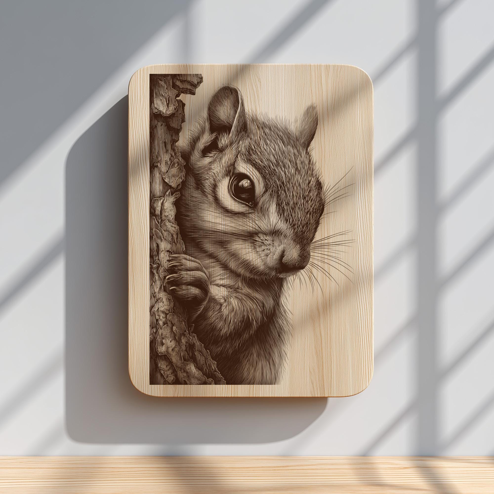Squirrel Wood Engraving PNG | Rustic Wildlife CNC File | Woodland ...