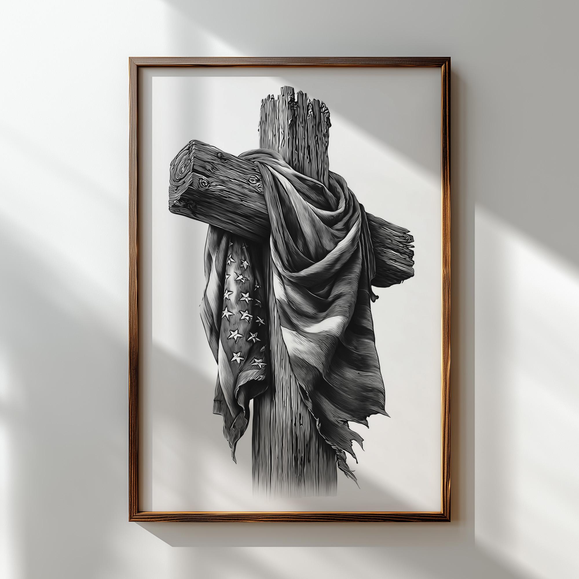 Faith and Freedom Cross Engraving PNG | Rustic Wood Cross Laser ...