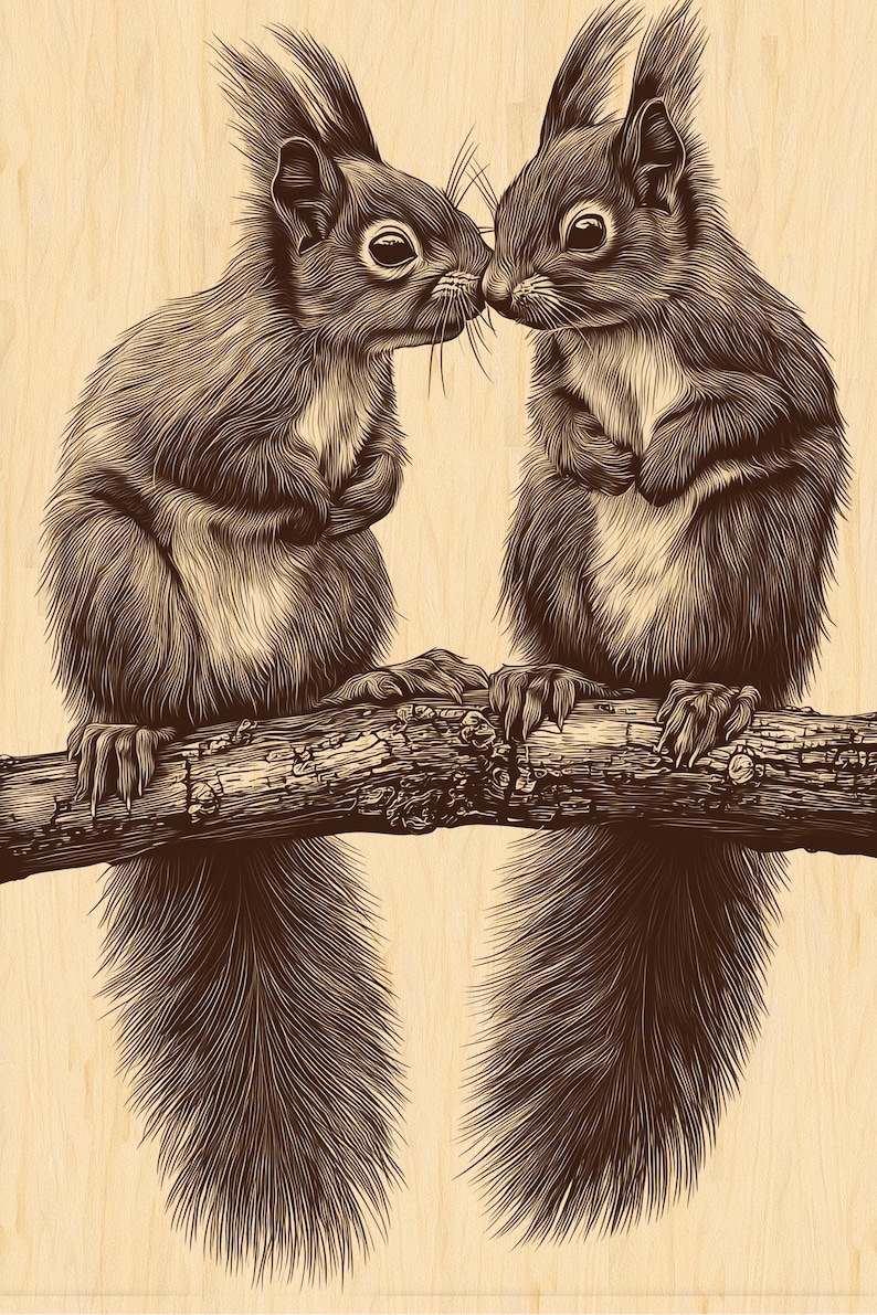 Squirrels Engraving PNG | Rustic Woodland Animal Artwork | Cute ...