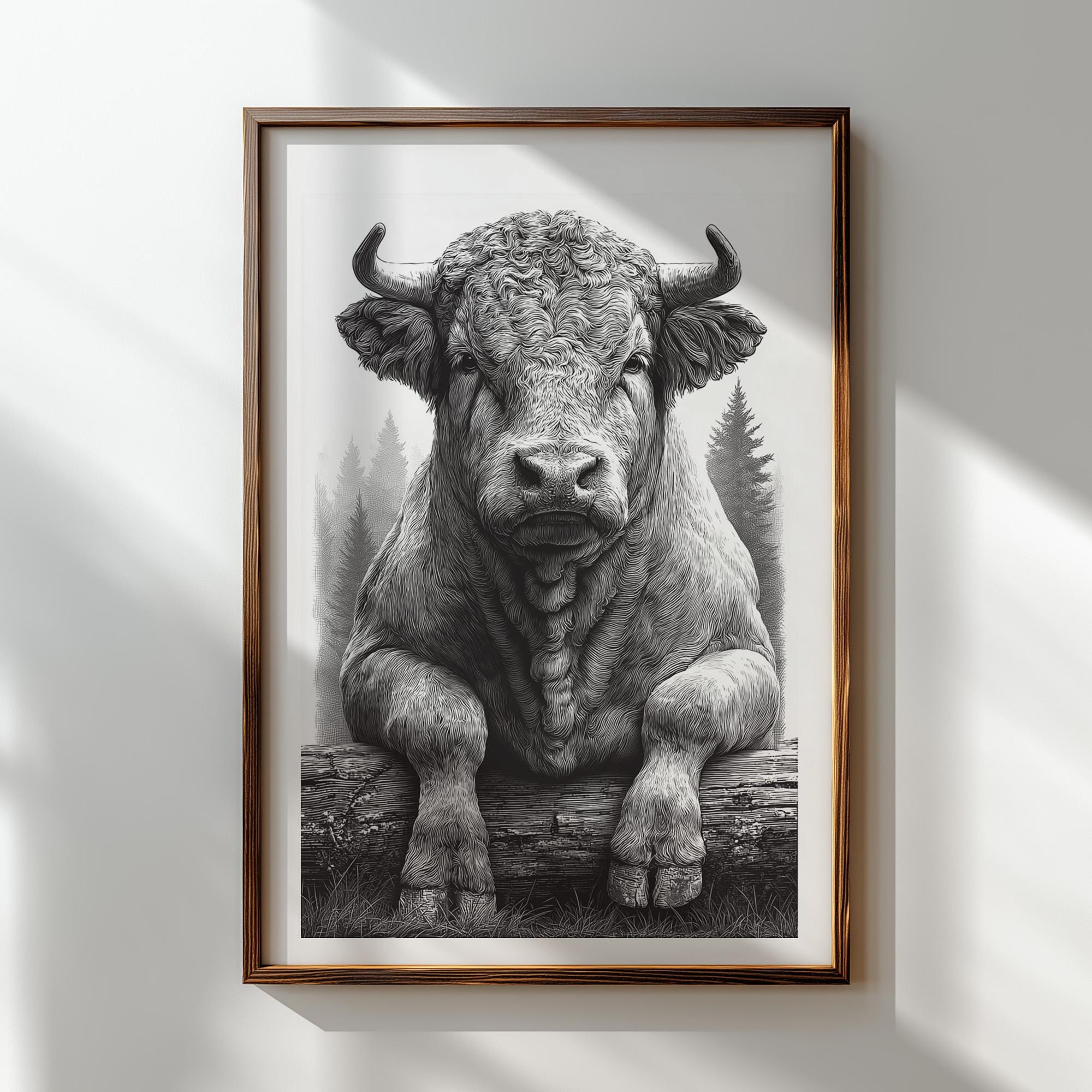 Resting Bull Engraving PNG | Powerful Western Animal Design | Rustic ...