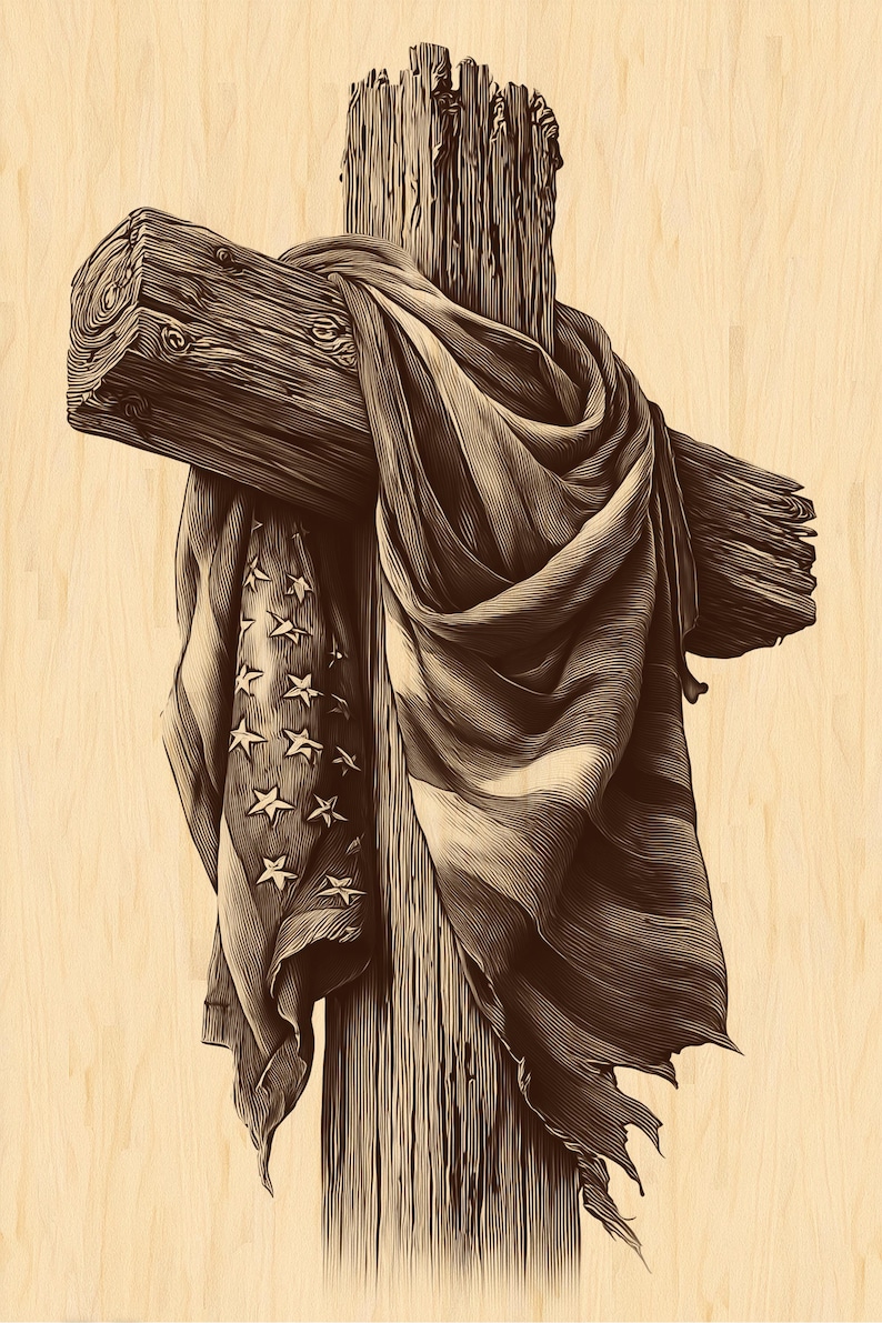 Faith and Freedom Cross Engraving PNG | Rustic Wood Cross Laser ...