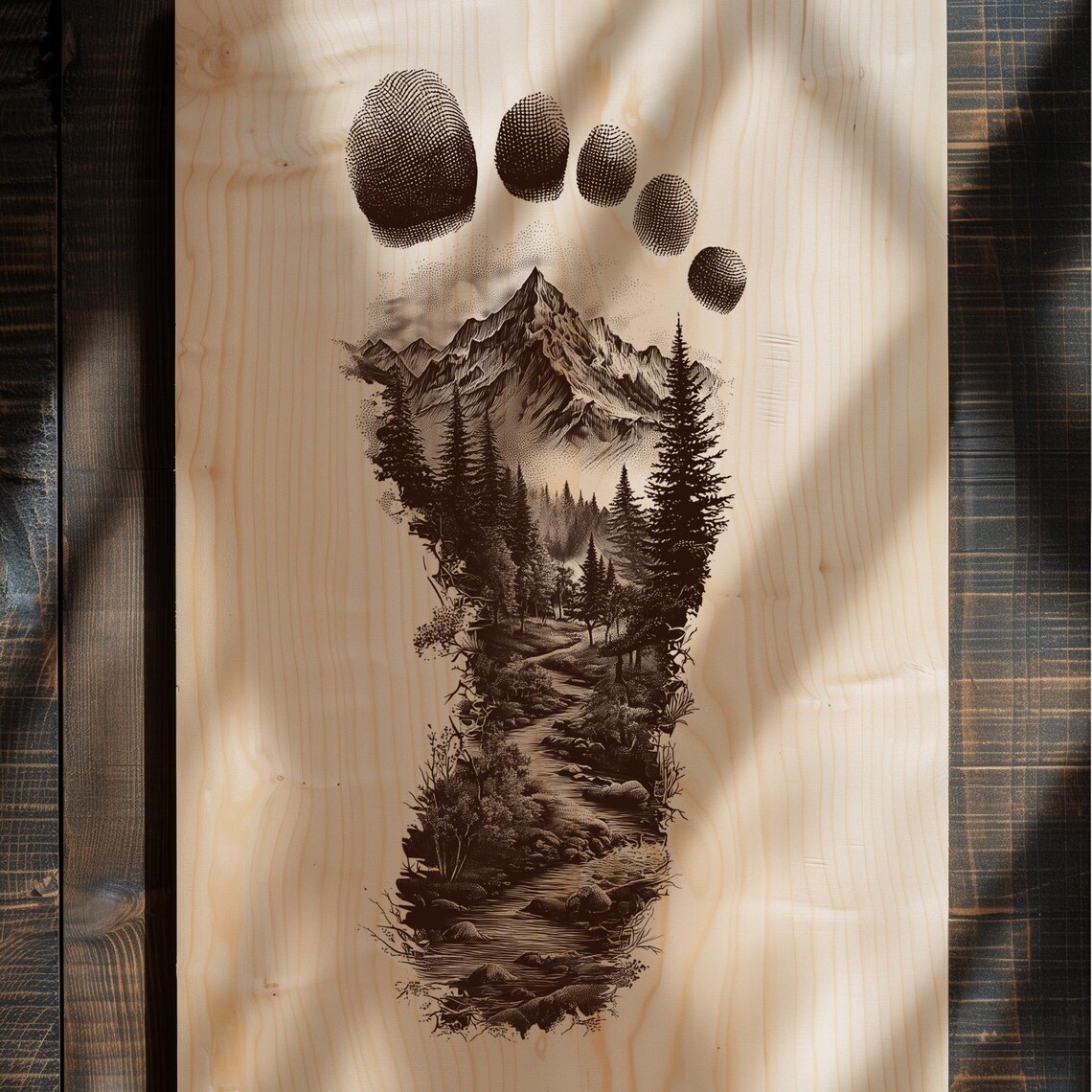 Nature Footprint Engraving PNG | Mountain Forest Trail Clipart ...