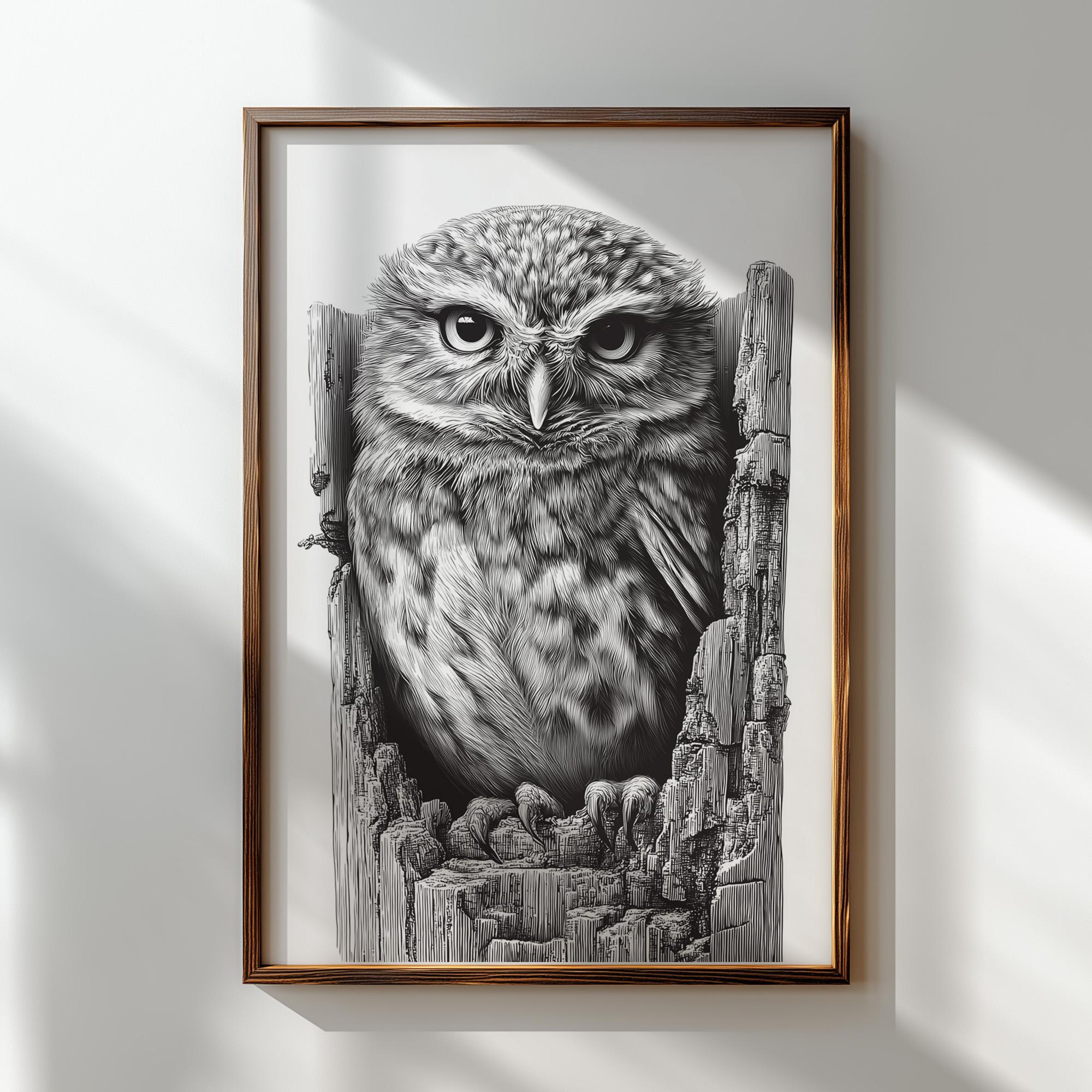 Owl Engraving PNG | Rustic Woodcut Wildlife Art | Digital File for CNC ...