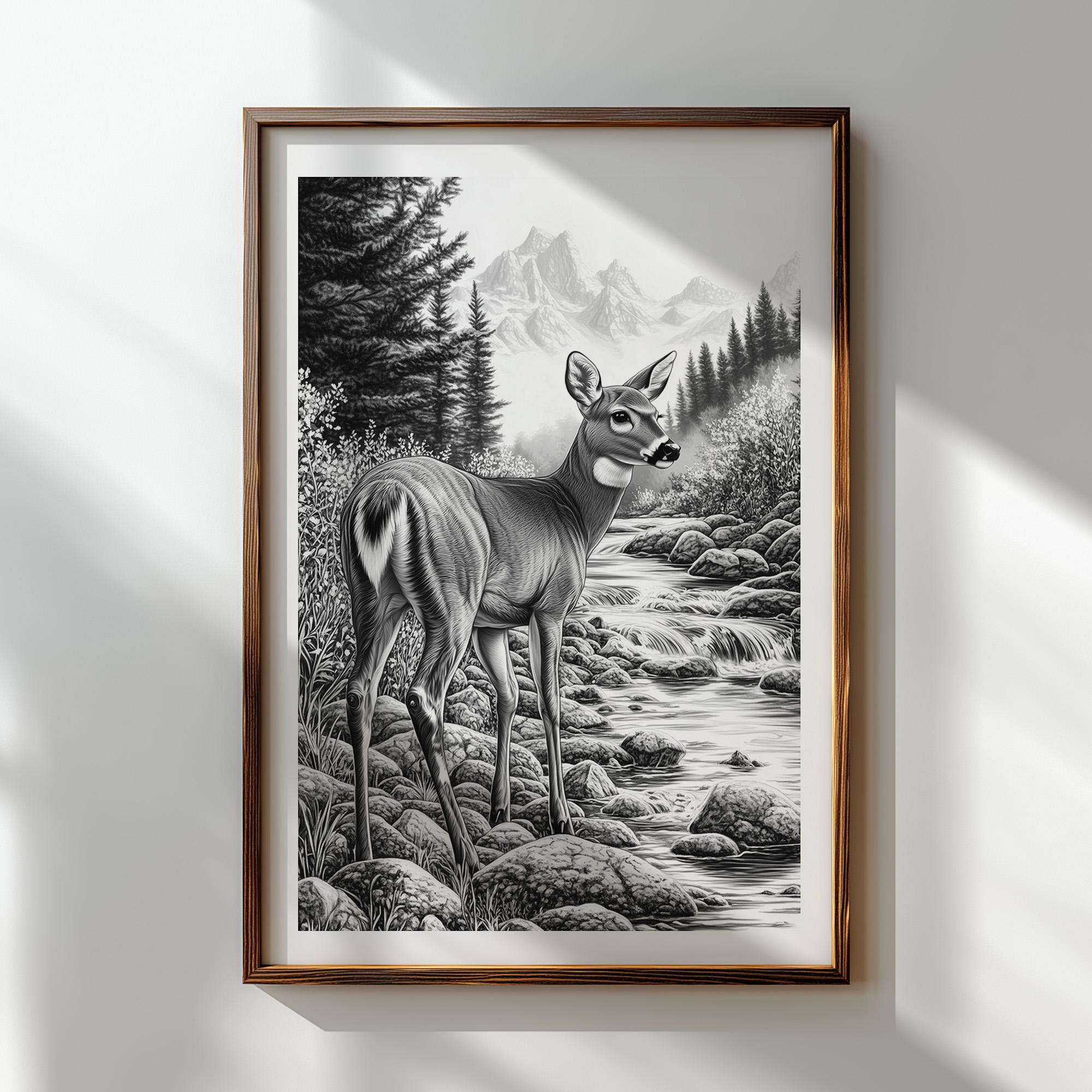 Whitetail Deer Engraving PNG | Wildlife Wood Engraving Art | Rustic ...