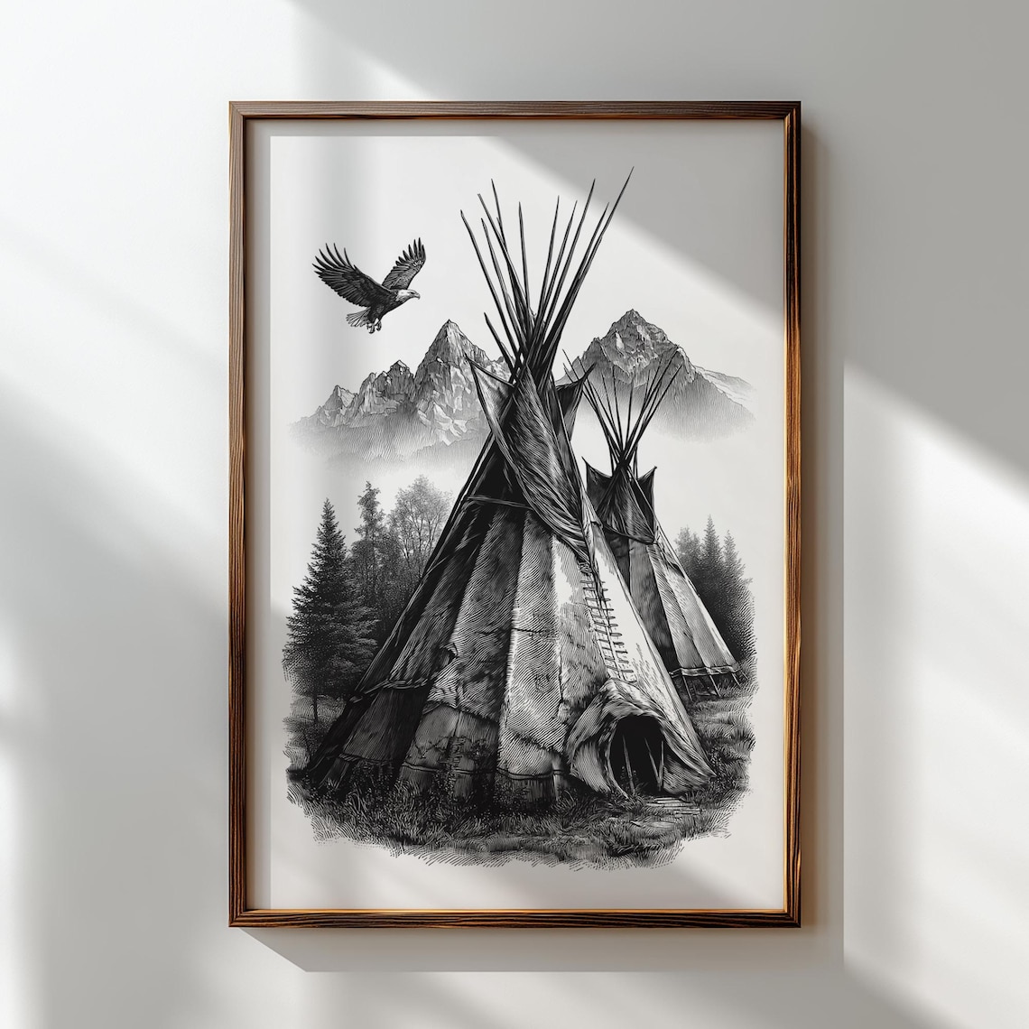 Tribal Tipi Teepee PNG | Native Spirit Engraving Art | Mountain Eagle ...
