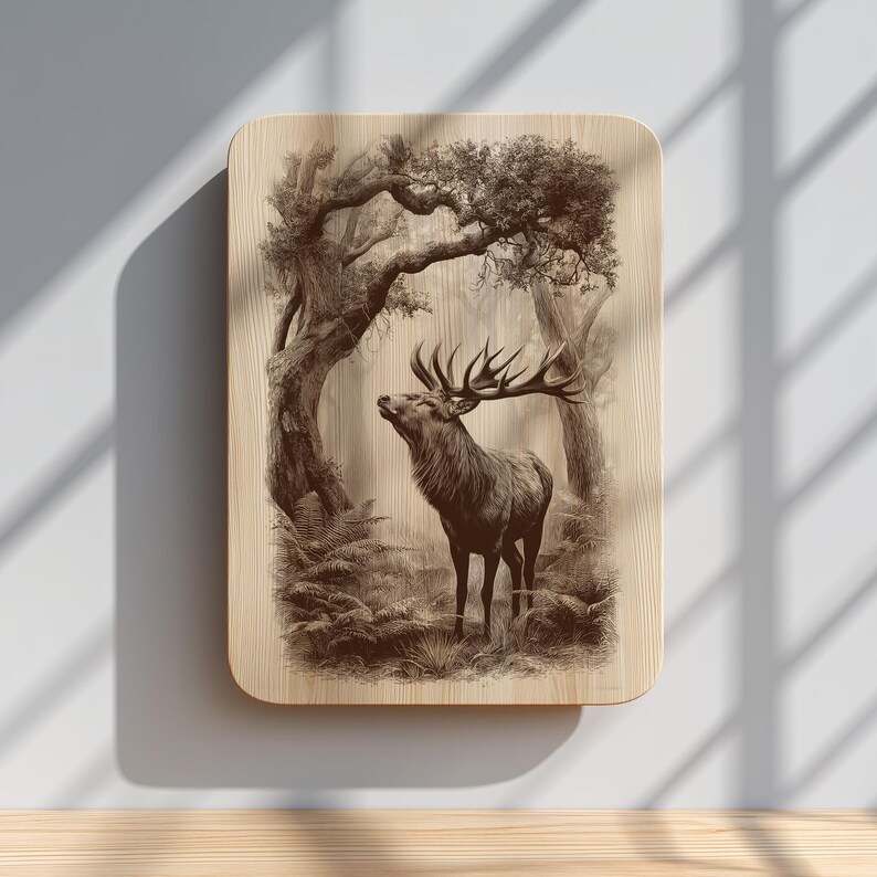 Majestic Stag Forest Engraving PNG | Deer Laser Engraving File | Rustic ...