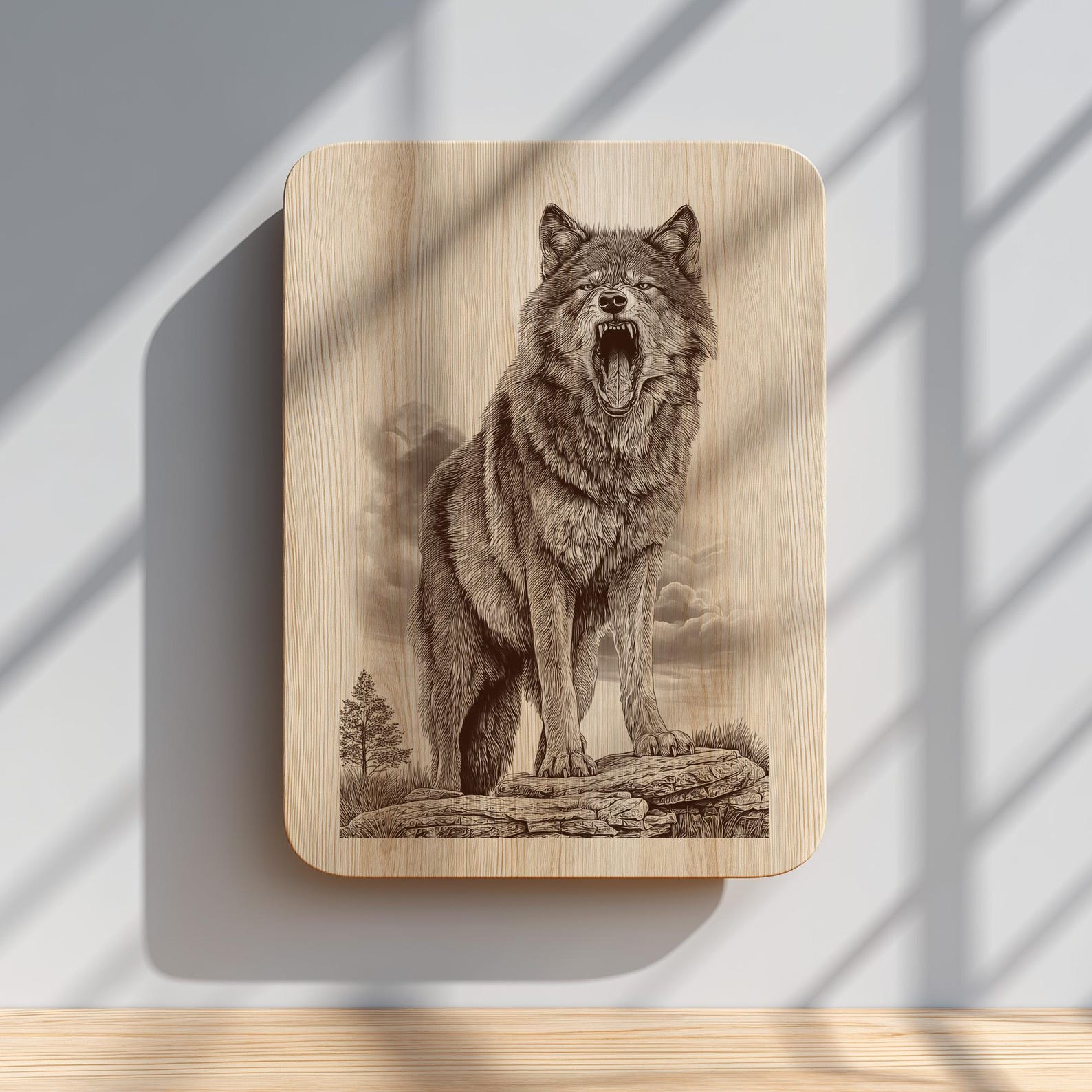 Fierce Wolf Wood Engraving PNG | Rustic Wildlife Line Art | Western ...
