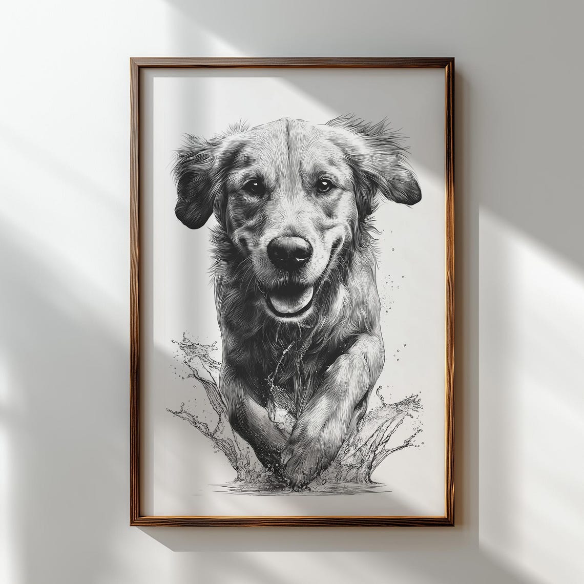 Golden Retriever Engraving PNG | Rustic Dog Art for Wood & Slate ...