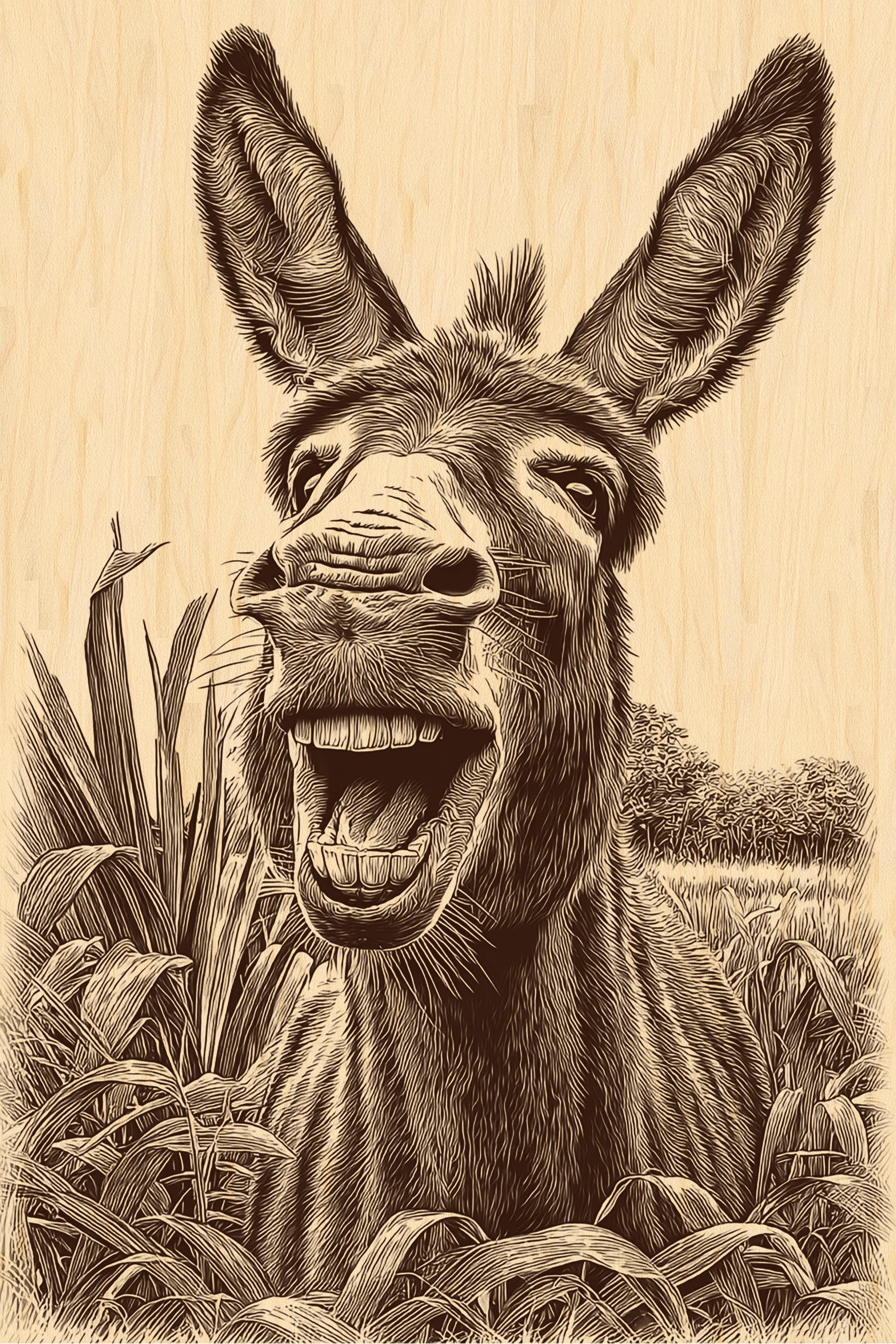 Laughing Donkey Engraving PNG | Funny Farmhouse Wall Art | Rustic ...