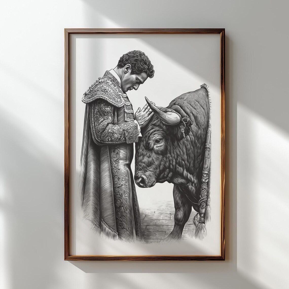 Matador With Bull PNG | Spanish Rustic Wood Engraving Design | Symbolic ...