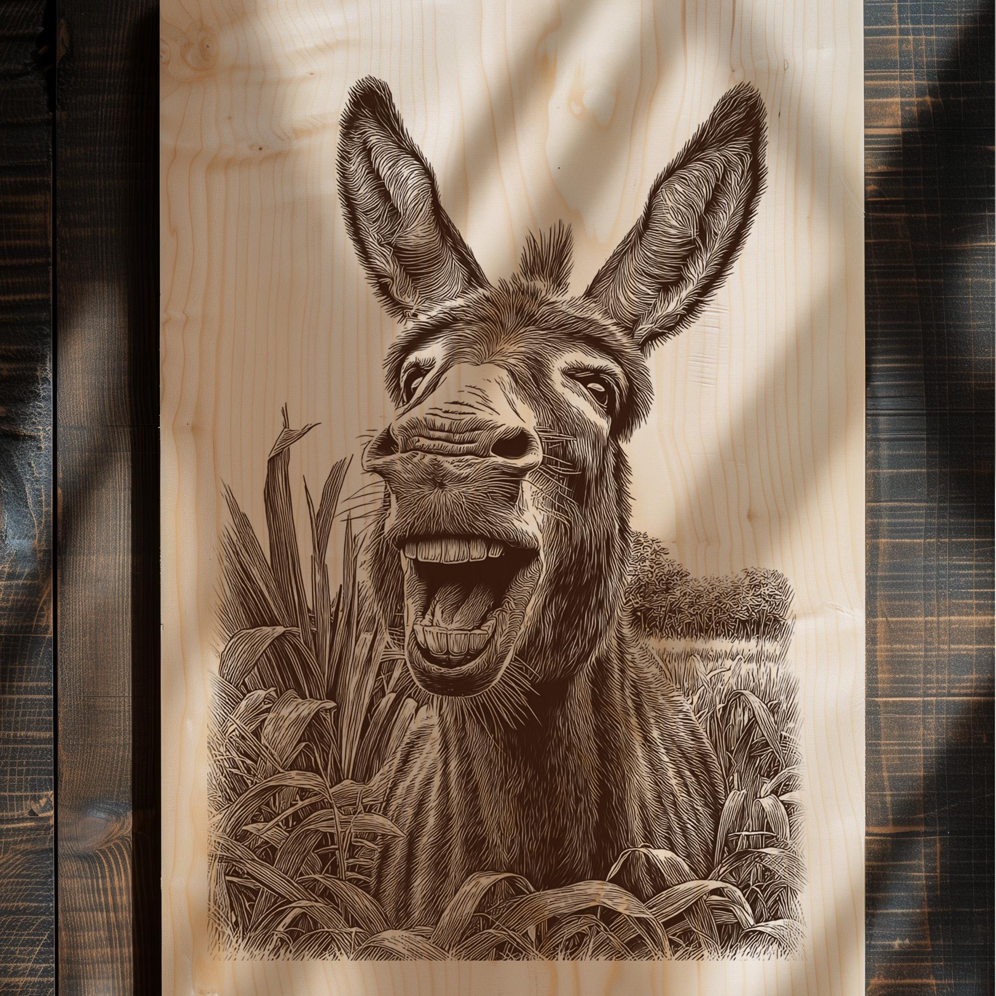 Laughing Donkey Engraving PNG | Funny Farmhouse Wall Art | Rustic ...
