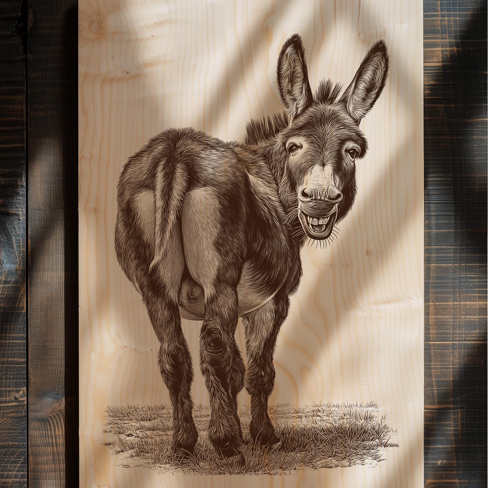 Funny Donkey Backside Engraving PNG | Rustic Farmhouse Humor Art ...