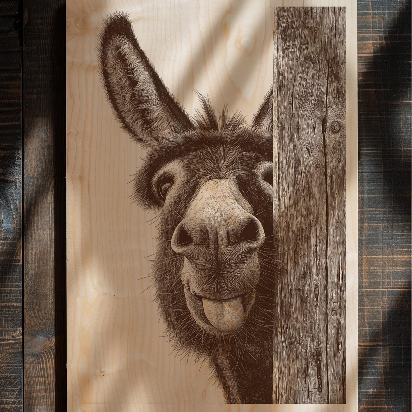 Funny Donkey Peekaboo Wood Engraving PNG, Donkey Laser Engrave File ...