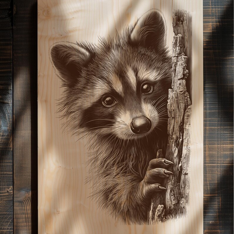 Raccoon Engraving PNG | Rustic Woodland Animal Clipart | Cute Wildlife ...