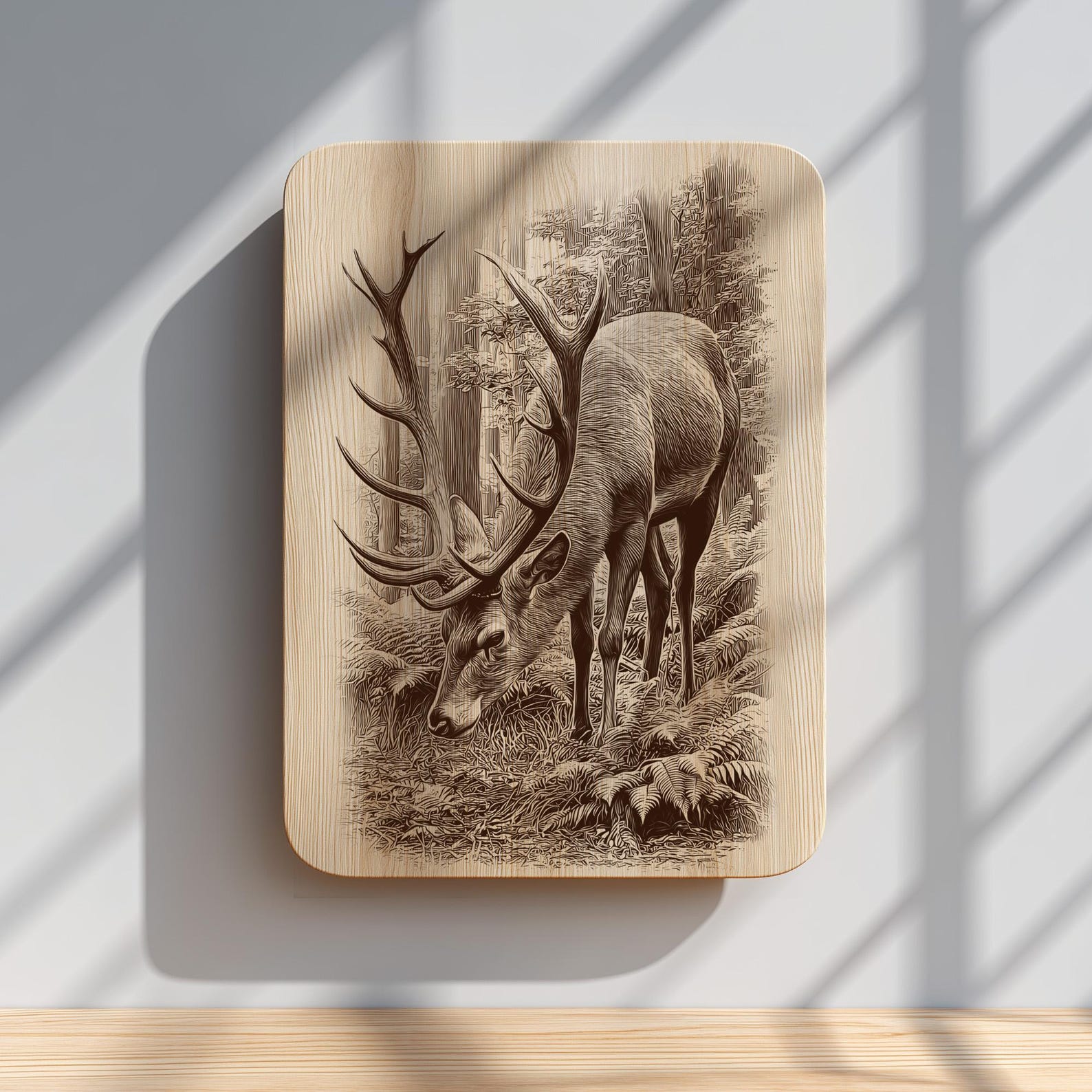 Majestic Deer Engraving PNG | Rustic Stag Wildlife Scene for Laser ...