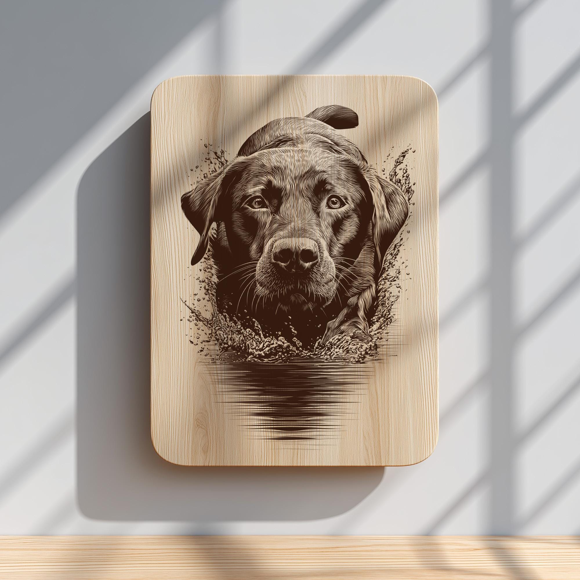 Labrador Swimming PNG Engraving | Action Dog Clipart for Laser, CNC ...