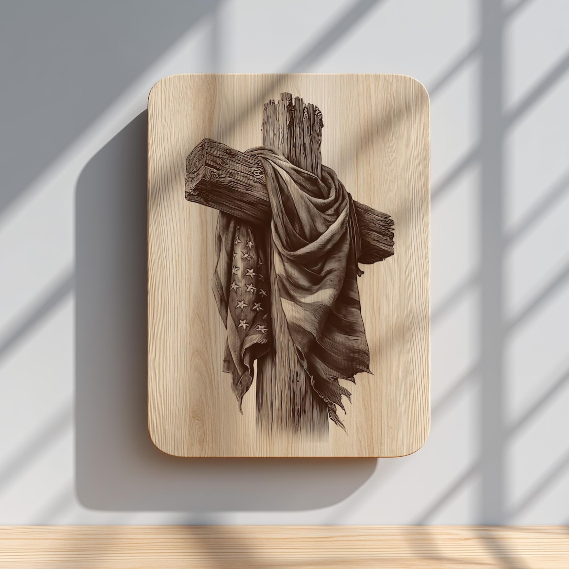 Faith and Freedom Cross Engraving PNG | Rustic Wood Cross Laser ...