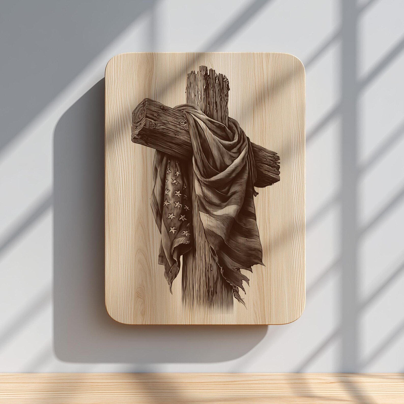 Faith and Freedom Cross Engraving PNG | Rustic Wood Cross Laser ...