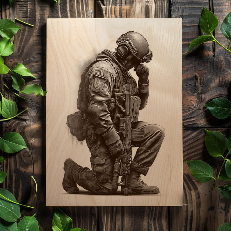 Soldier Engraving PNG | Military Tribute Laser Engraving File | Fallen ...