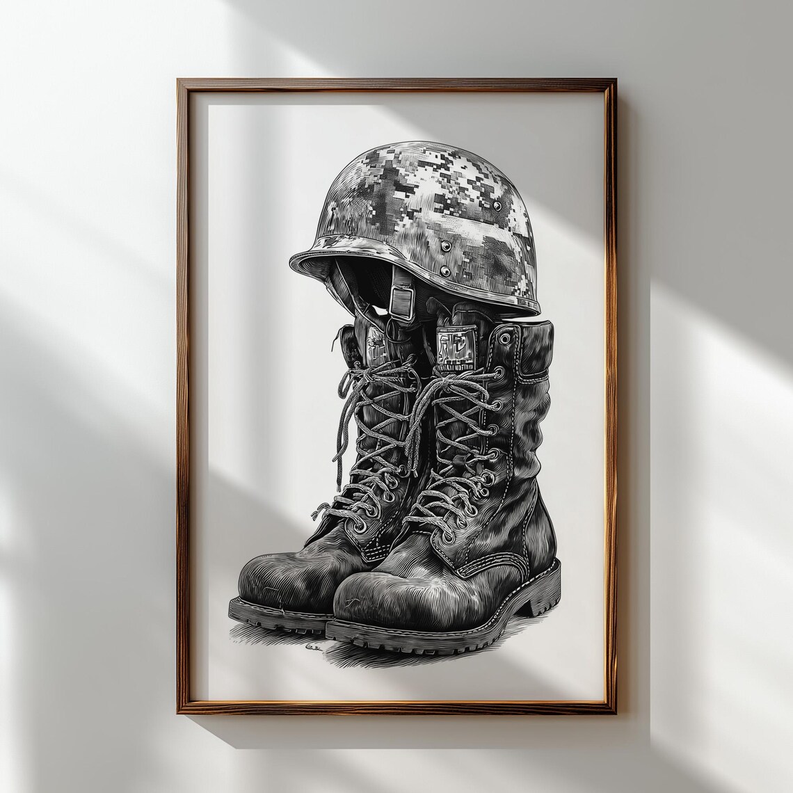 Military Boots Wood Engraving PNG | Tactical Soldier Gear Art | Rustic ...