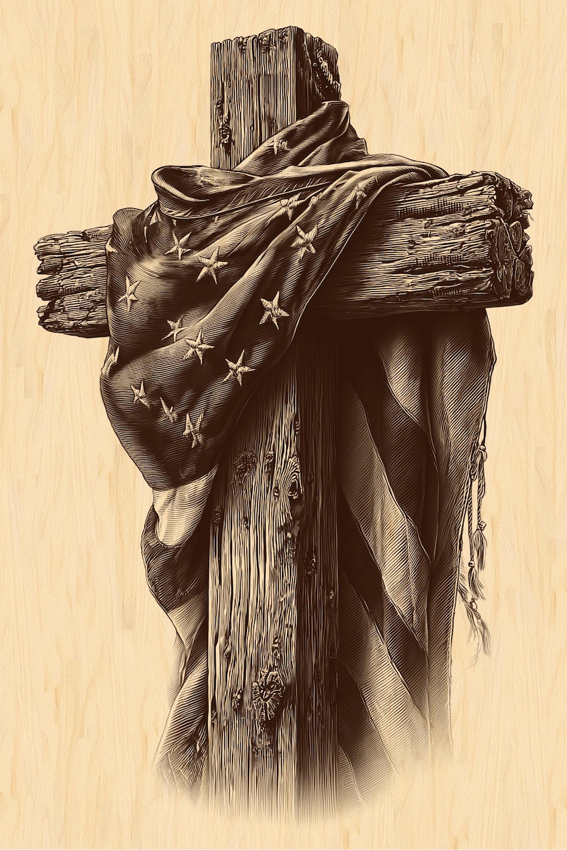 Faith and Freedom Cross Engraving PNG | Rustic Patriotic Cross Laser ...