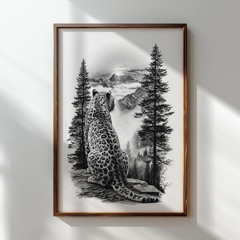 Leopard Wood Engraving PNG | Laser Cut Wildlife Art | Mountain Predator ...
