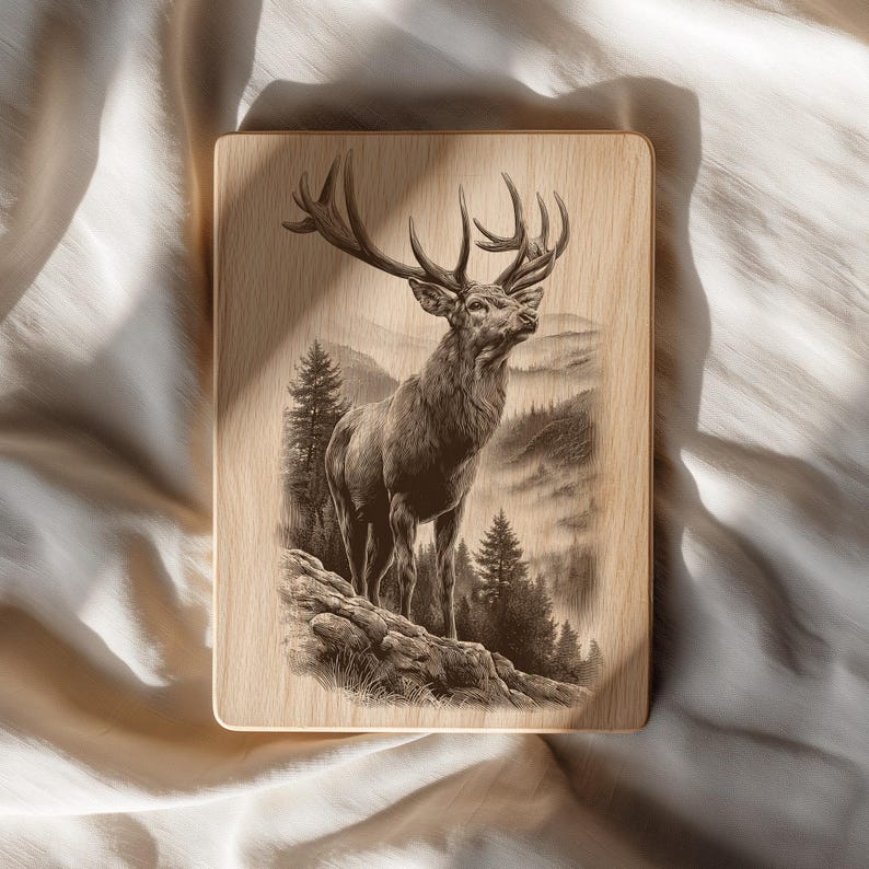 Majestic Elk Engraving PNG – Wild Deer Woodland Laser Engraving File ...