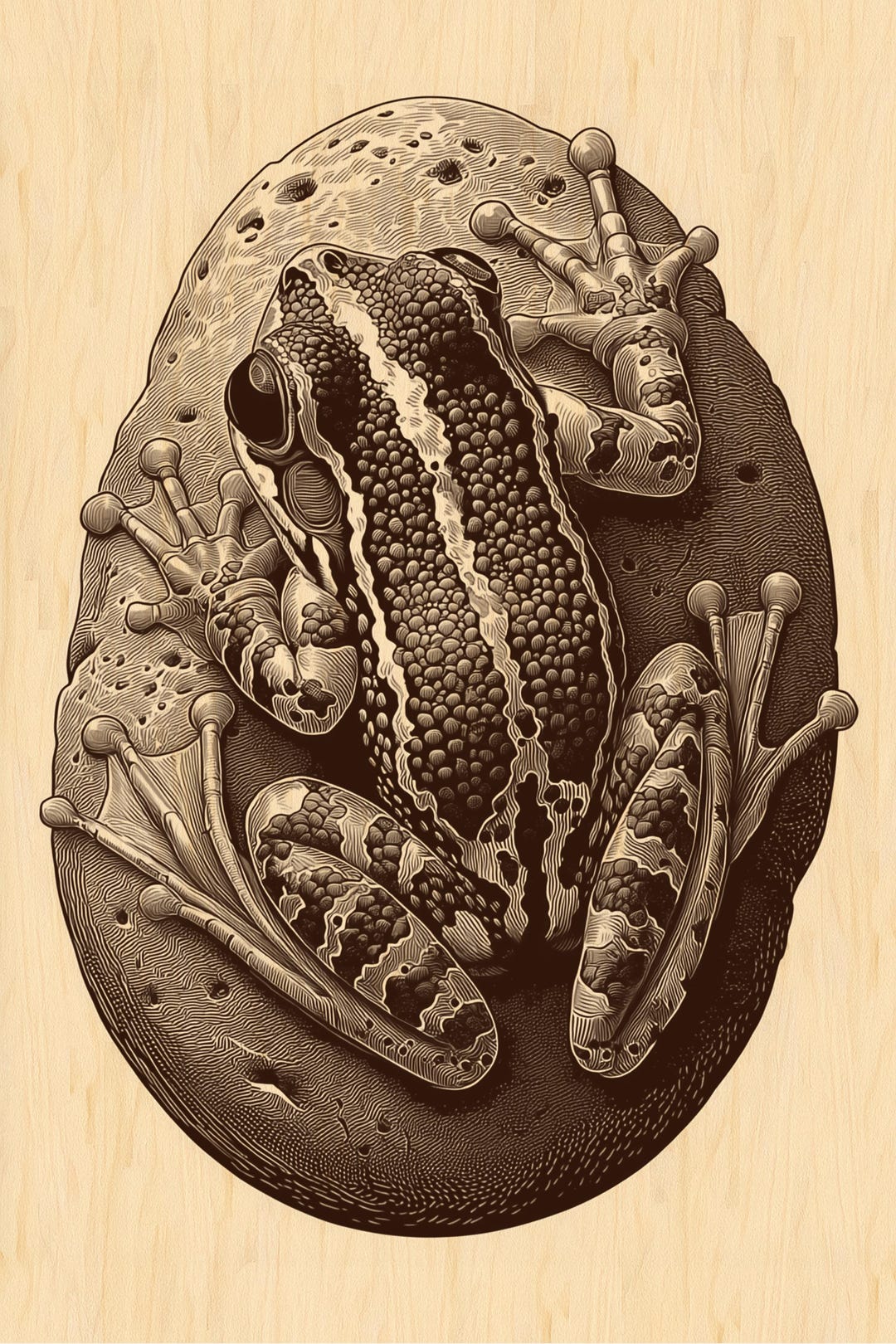Frog Engraving PNG | Rustic Herpetology Wildlife Art | High-detail ...