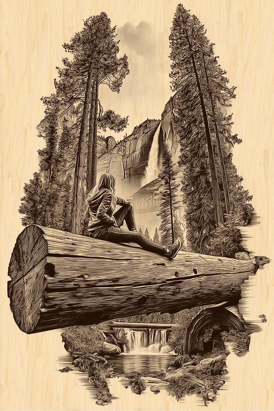 Forest Explorer Engraving PNG | Woman in Nature Laser Engraving Art ...