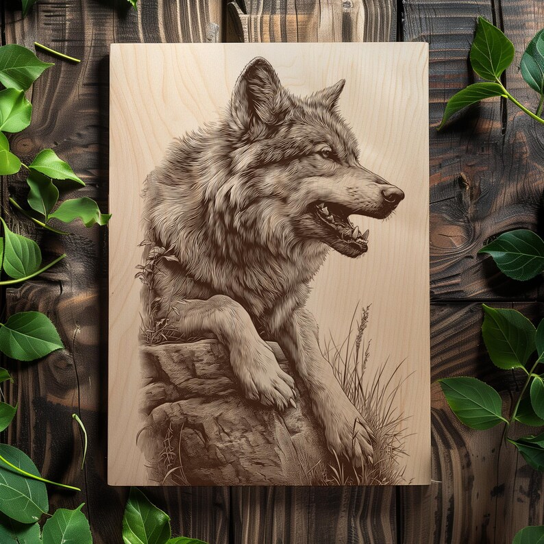 Wolf Engraving PNG | Spirit of the Wild for Glowforge & CNC | Rustic ...