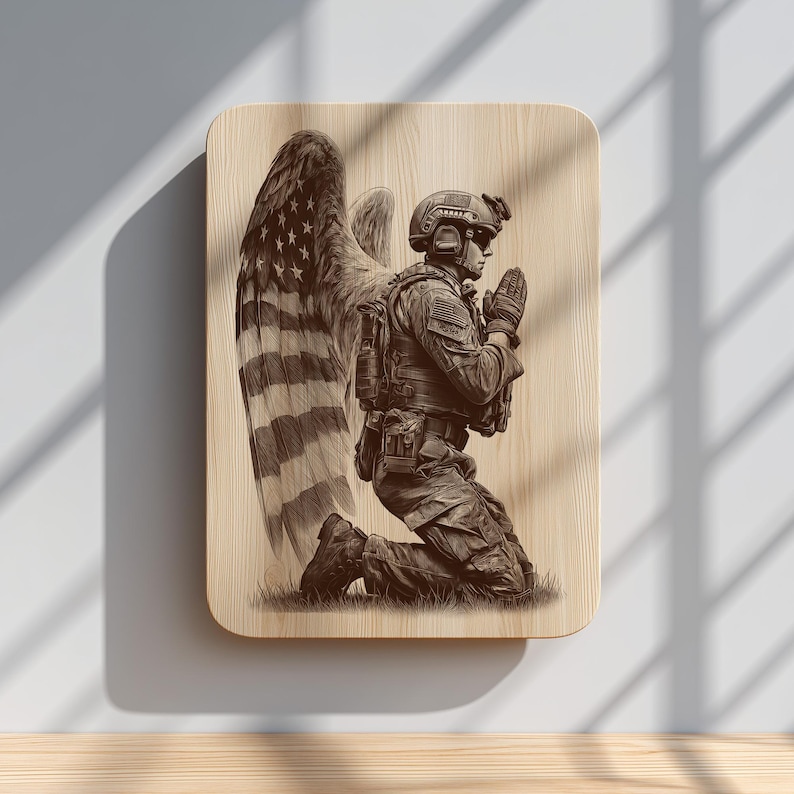 Soldier With Angel Wings PNG | Patriotic Wood Engraving Design ...