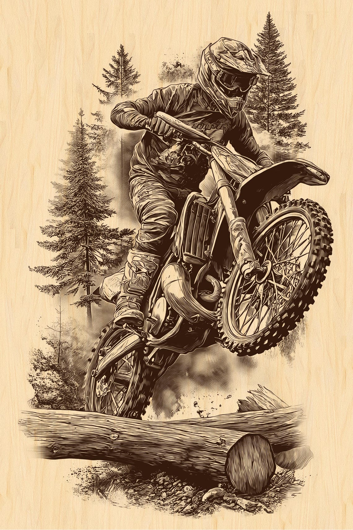 Motocross Rider Wood Engraving PNG | Extreme Sports CNC File | Dirt ...