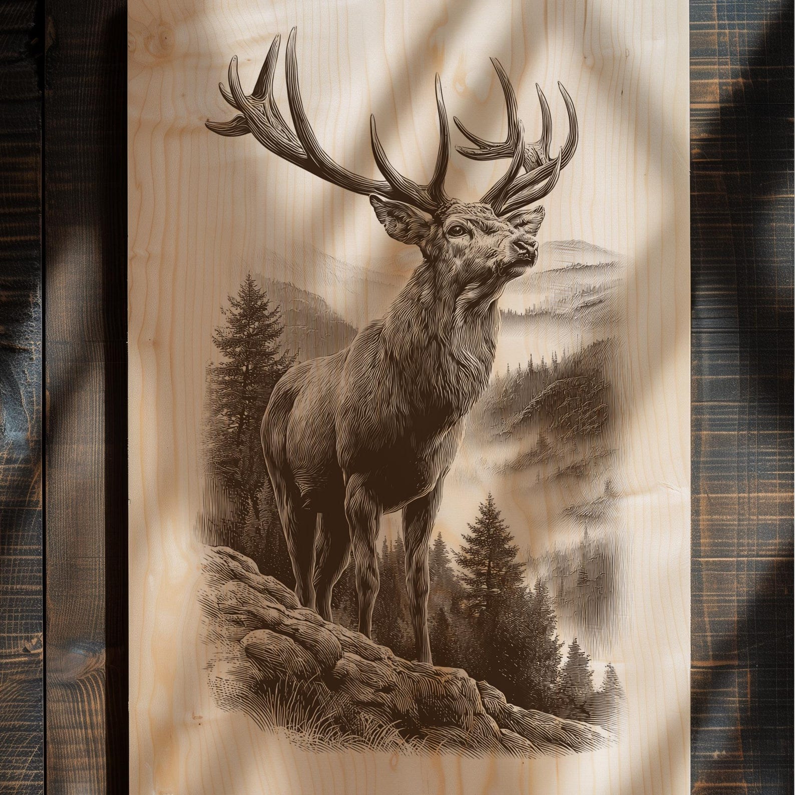 Majestic Elk Engraving PNG – Wild Deer Woodland Laser Engraving File ...