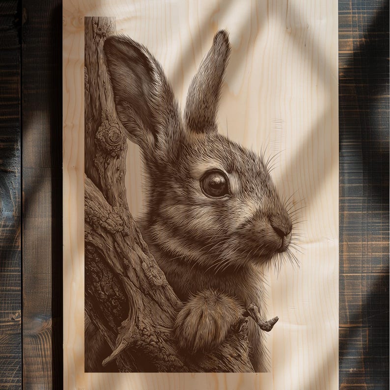 Rustic Rabbit Engraving PNG | Woodland Bunny Digital Download ...