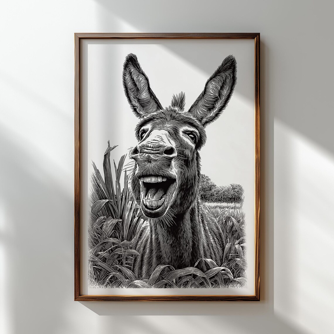 Laughing Donkey Engraving PNG | Funny Farmhouse Wall Art | Rustic ...
