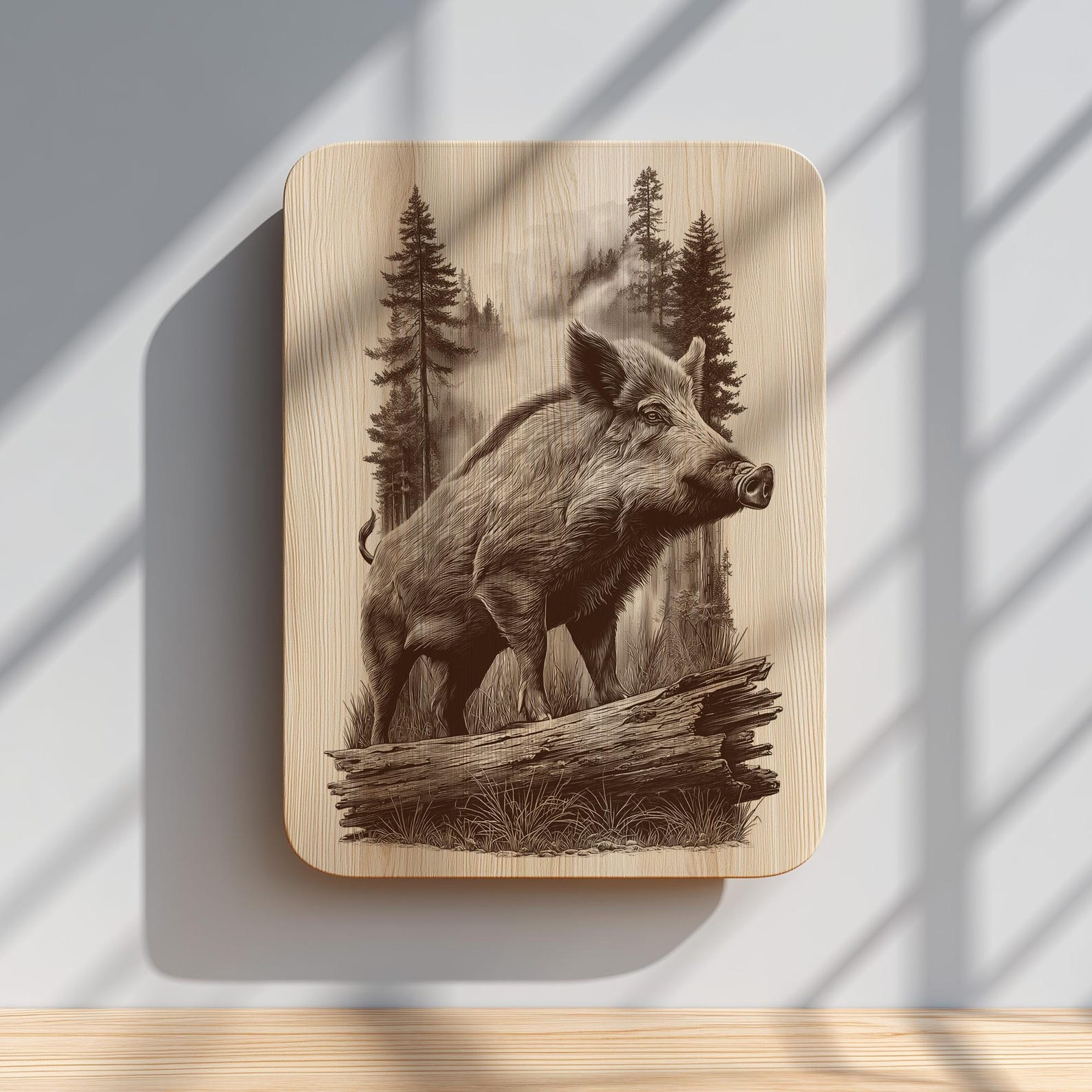 Wild Boar Wood Engraving PNG | Rustic Wildlife CNC File | Boar Laser ...