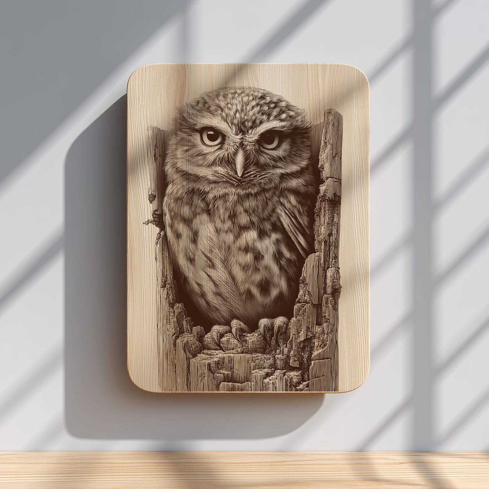 Owl Engraving PNG | Rustic Woodcut Wildlife Art | Digital File for CNC ...