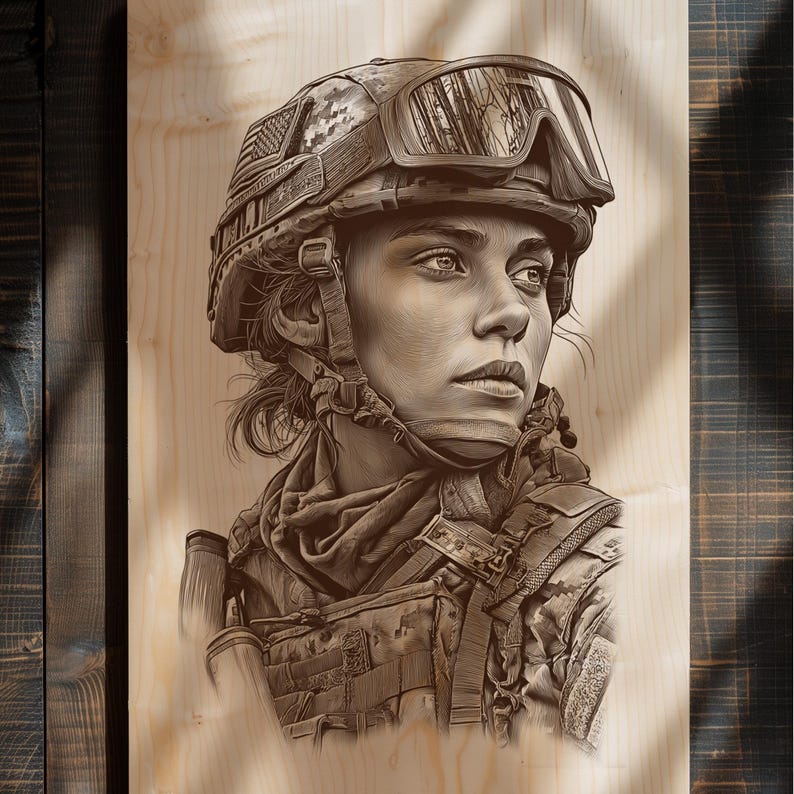 Female Soldier Engraving PNG | Military Warrior Portrait Artwork ...