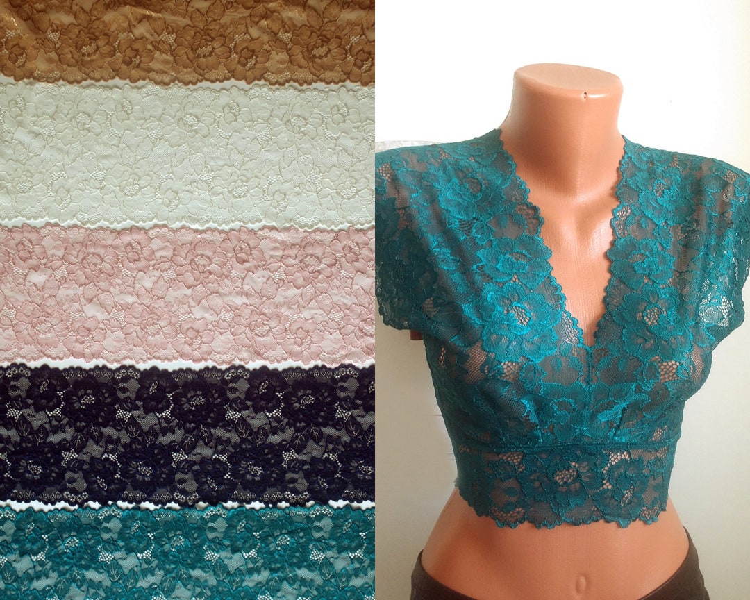 Stretch Lace Backless Crop Sheer Top Sexy Women Blouse Size S M L 36 38 ...