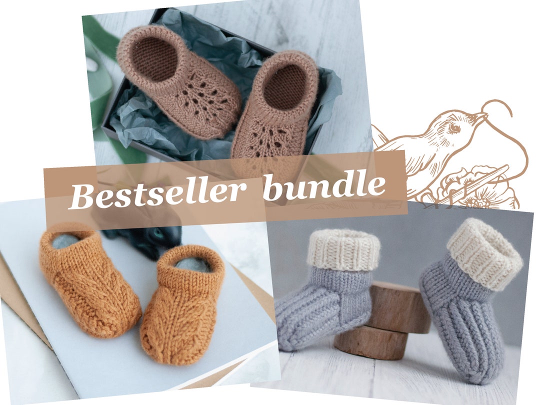 KNITTING PATTERN Bundle for Knitted Baby Booties / Baby Slippers / Baby ...