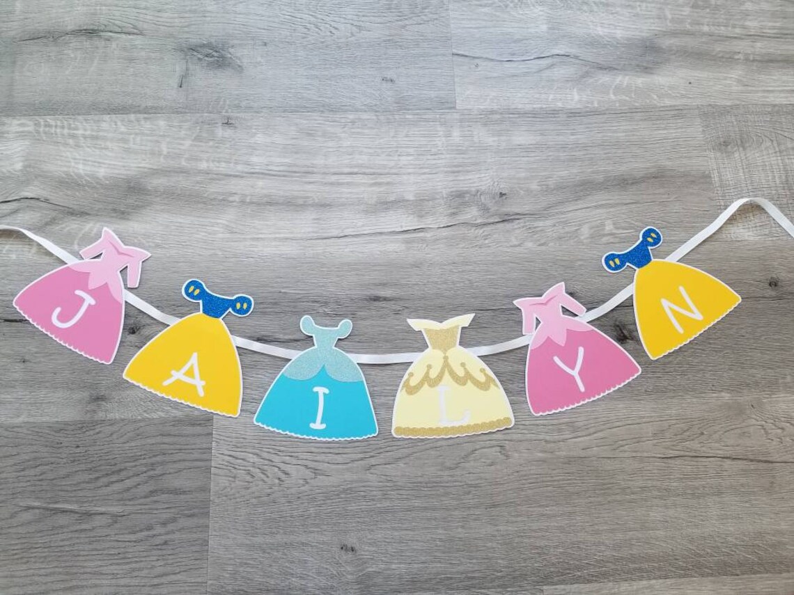 Princess Birthday Banner Princess Dresses Banner Disney - Etsy