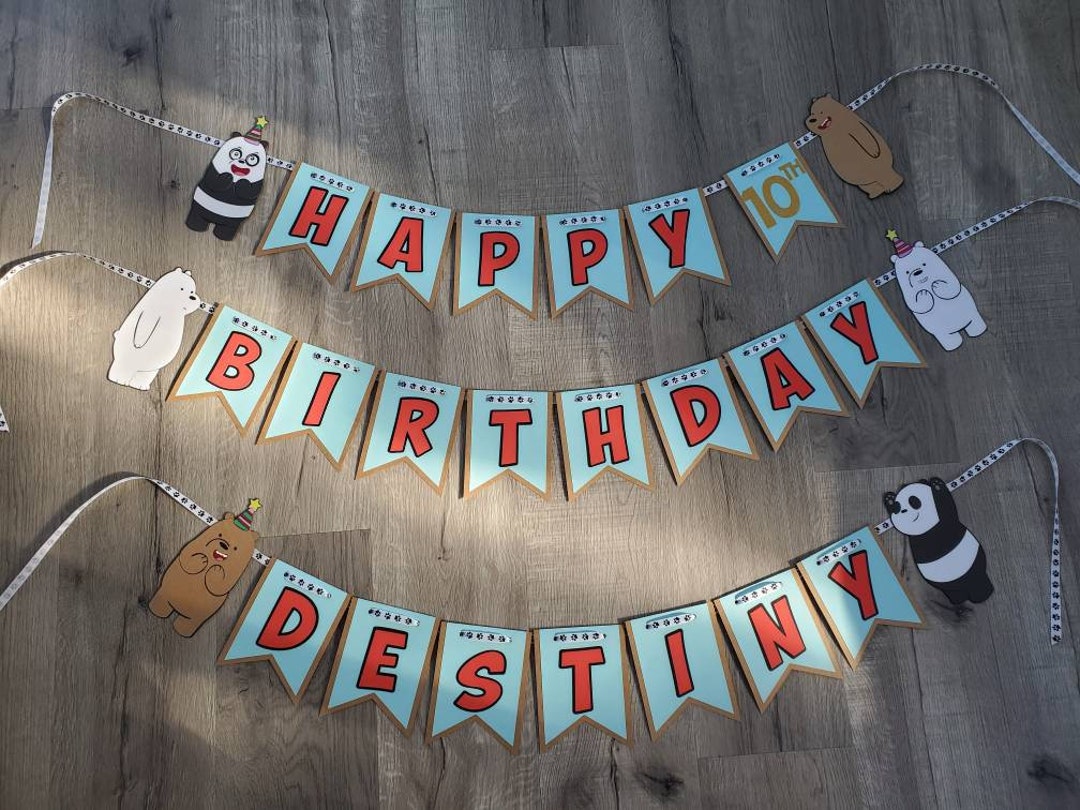 We Bare Bears Birthday Banner, We Bare Bears Decorations Diecut ...