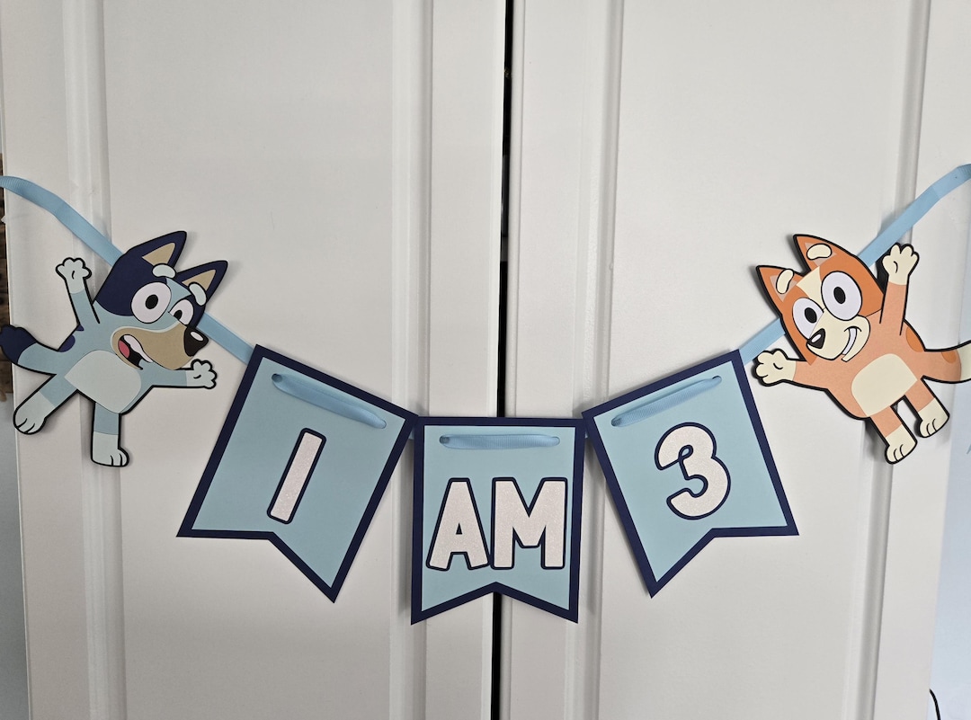 Bluey Birthday, Bluey Banner, Highchair Banner Handmade 1-sided, Ready ...