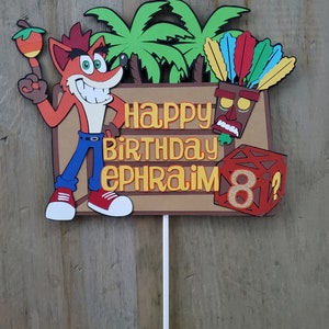 Crash Birthday Party, Gamer Birthday, Crash Cake Topper Pick 1-sided ...
